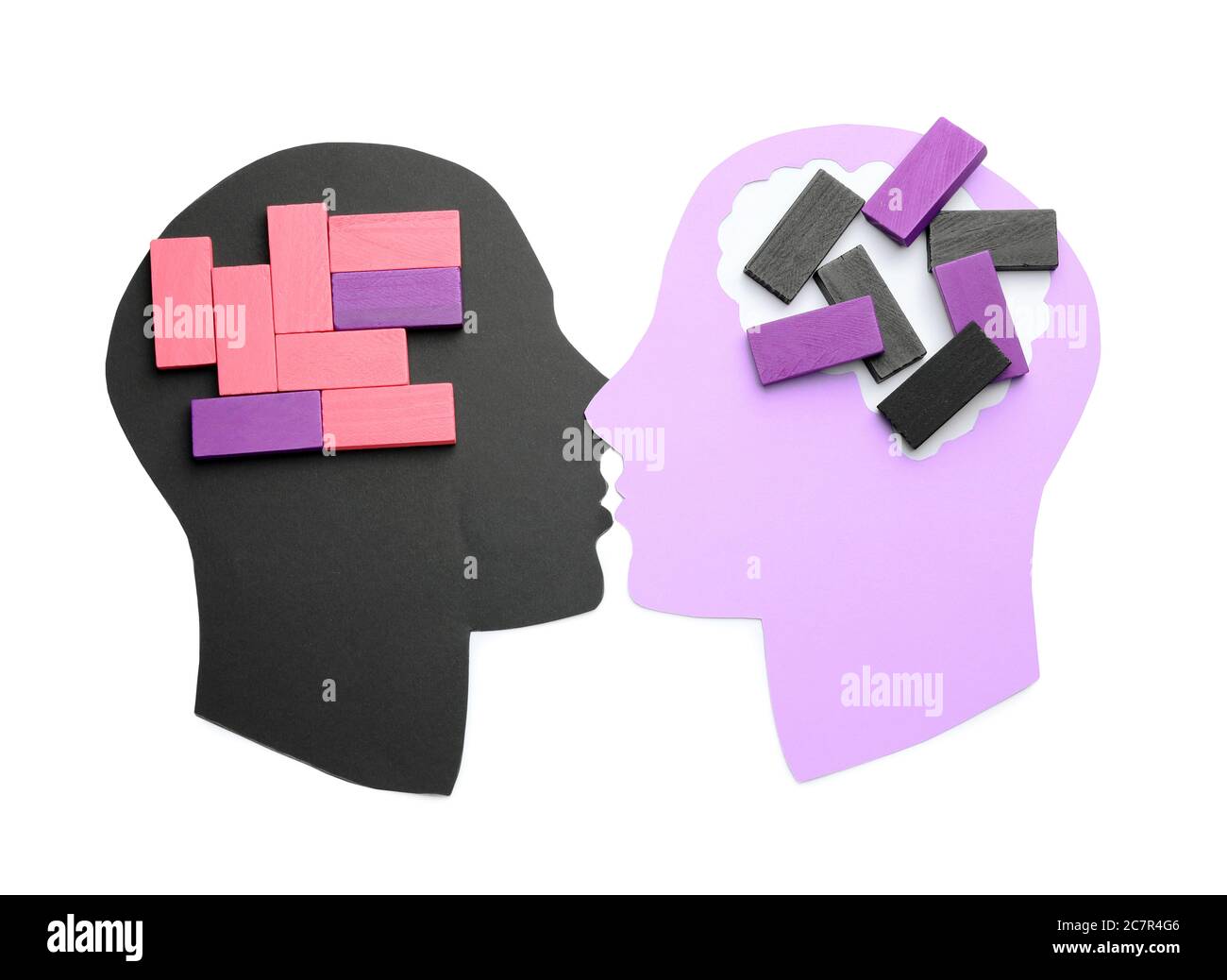 Paper human heads on white background. Neurology concept Stock Photo ...