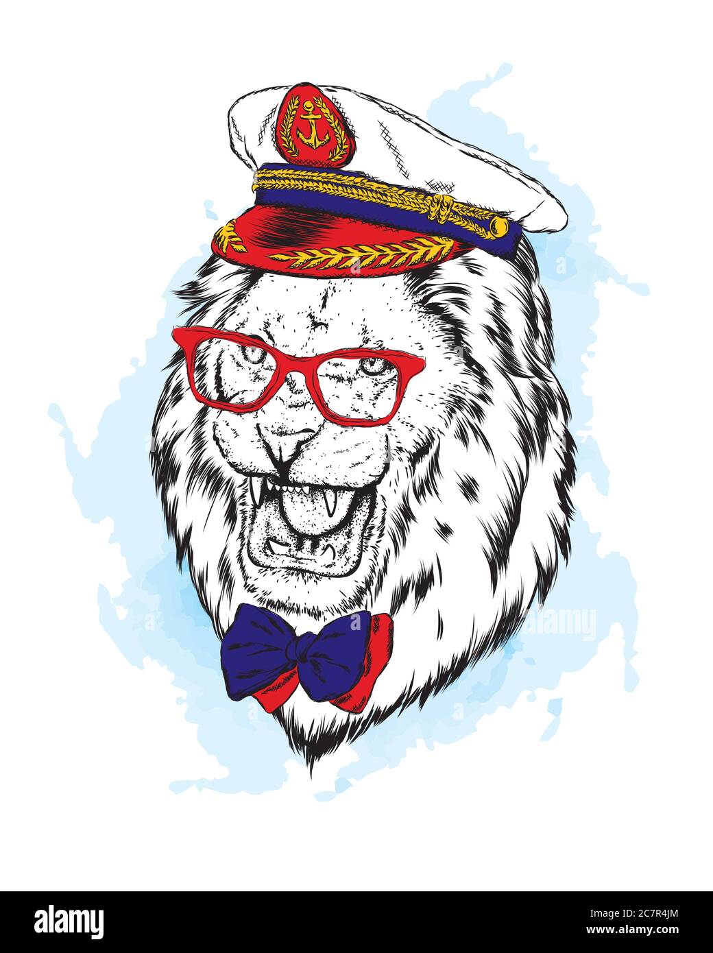 Lion in the captain's cap. Vector illustration Stock Vector Image & Art ...
