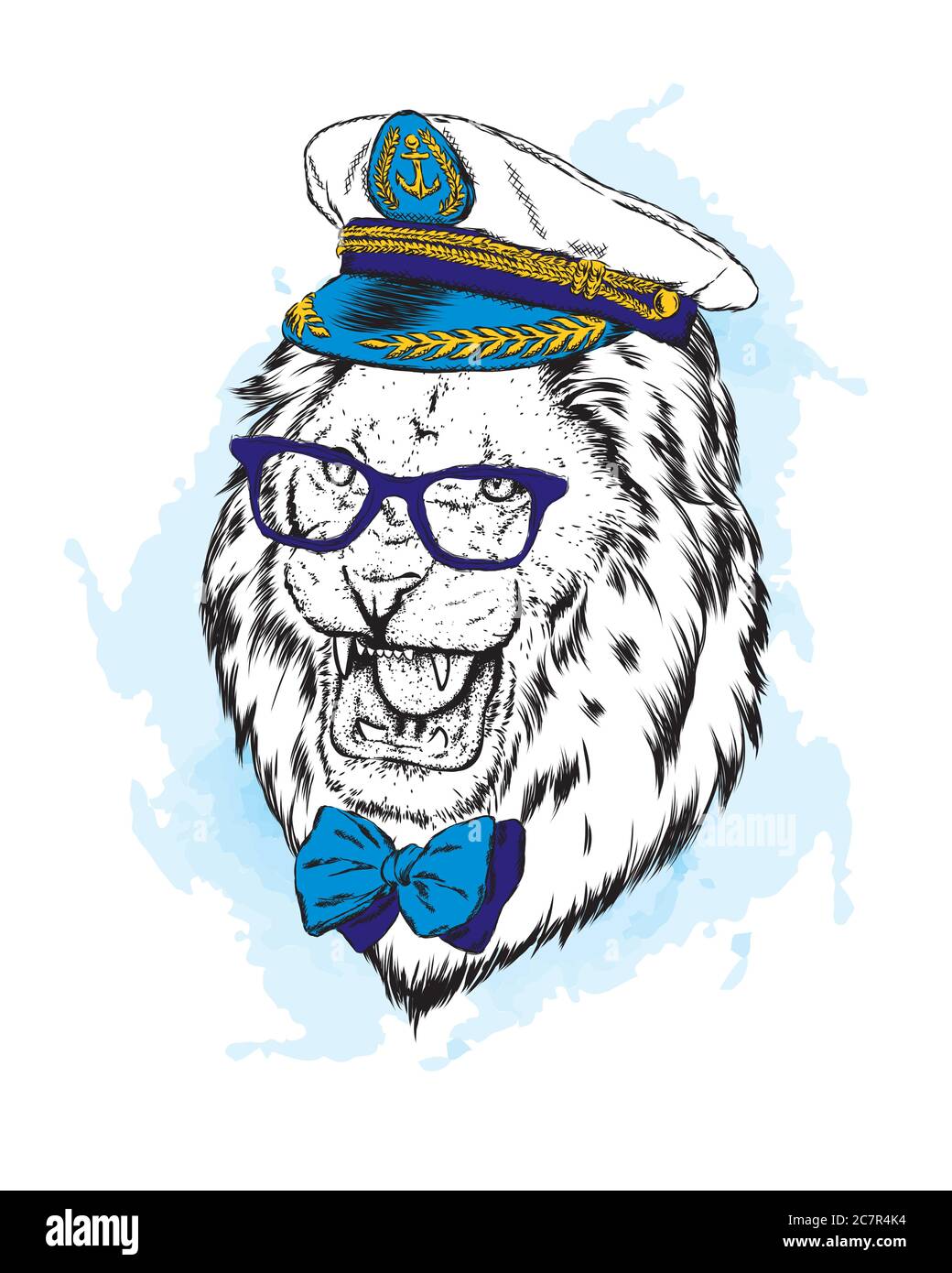 Lion in the captain's cap. Vector illustration Stock Vector Image & Art ...