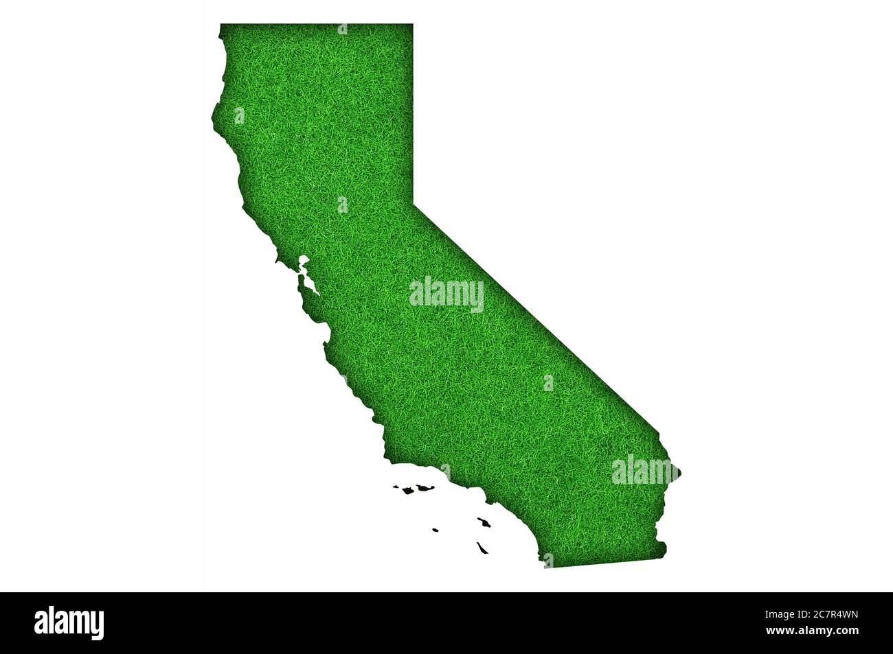 Map of California on green felt Stock Photo - Alamy