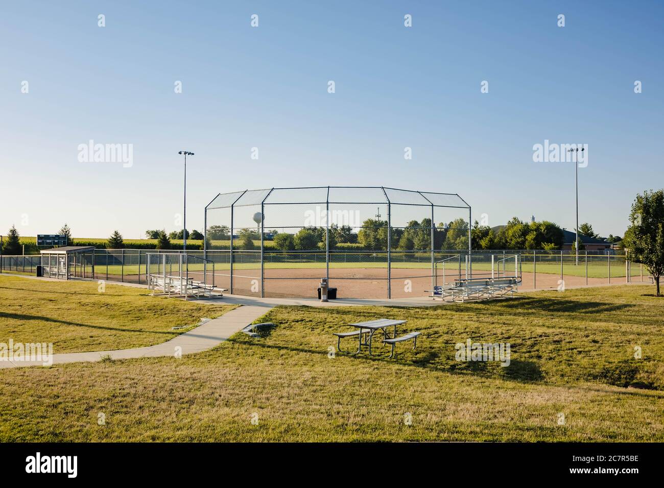 sunrise over a baseball diamond all ready for the days games Stock ...