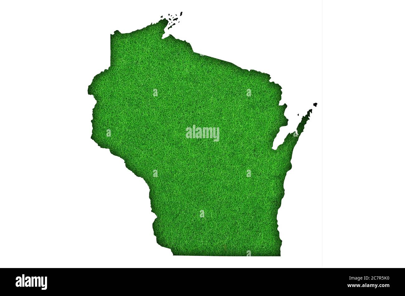 Map of Wisconsin on green felt Stock Photo - Alamy