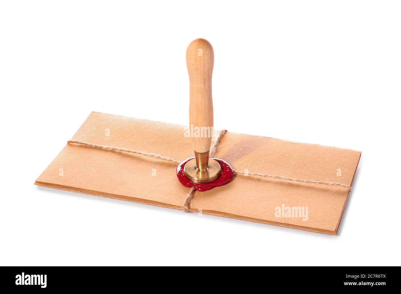 Envelope with wax seal stamp on white background Stock Photo - Alamy