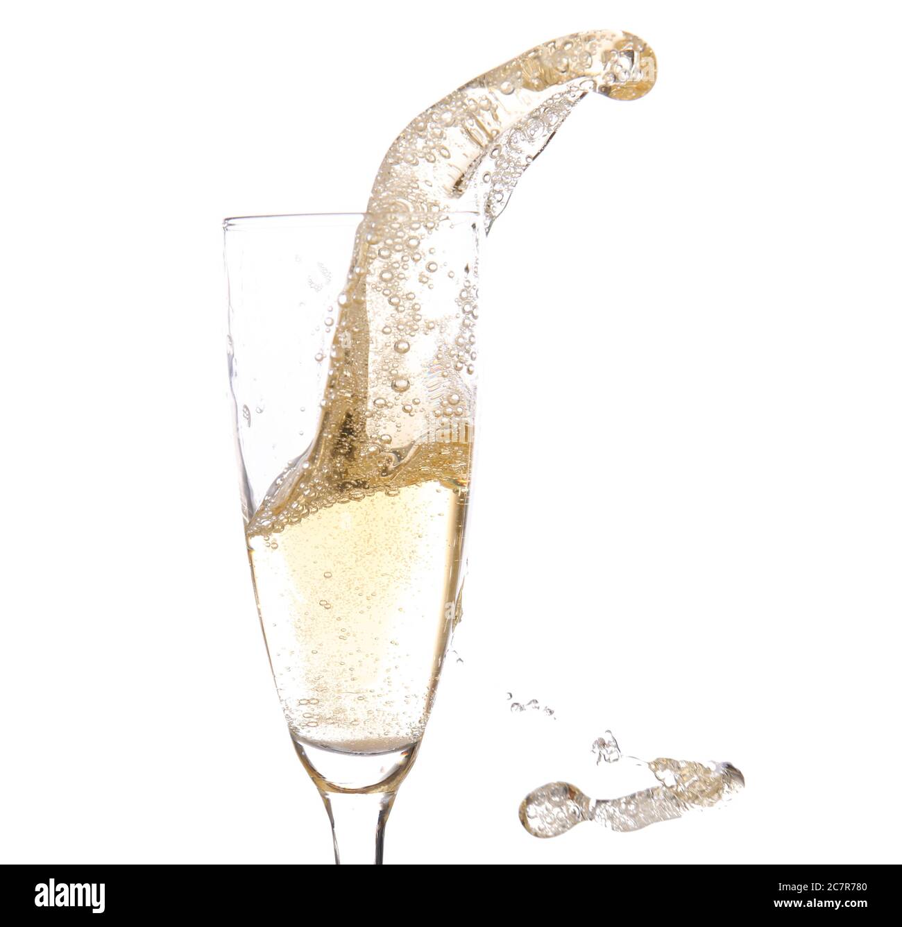 Glass of champagne with splash on white background Stock Photo - Alamy