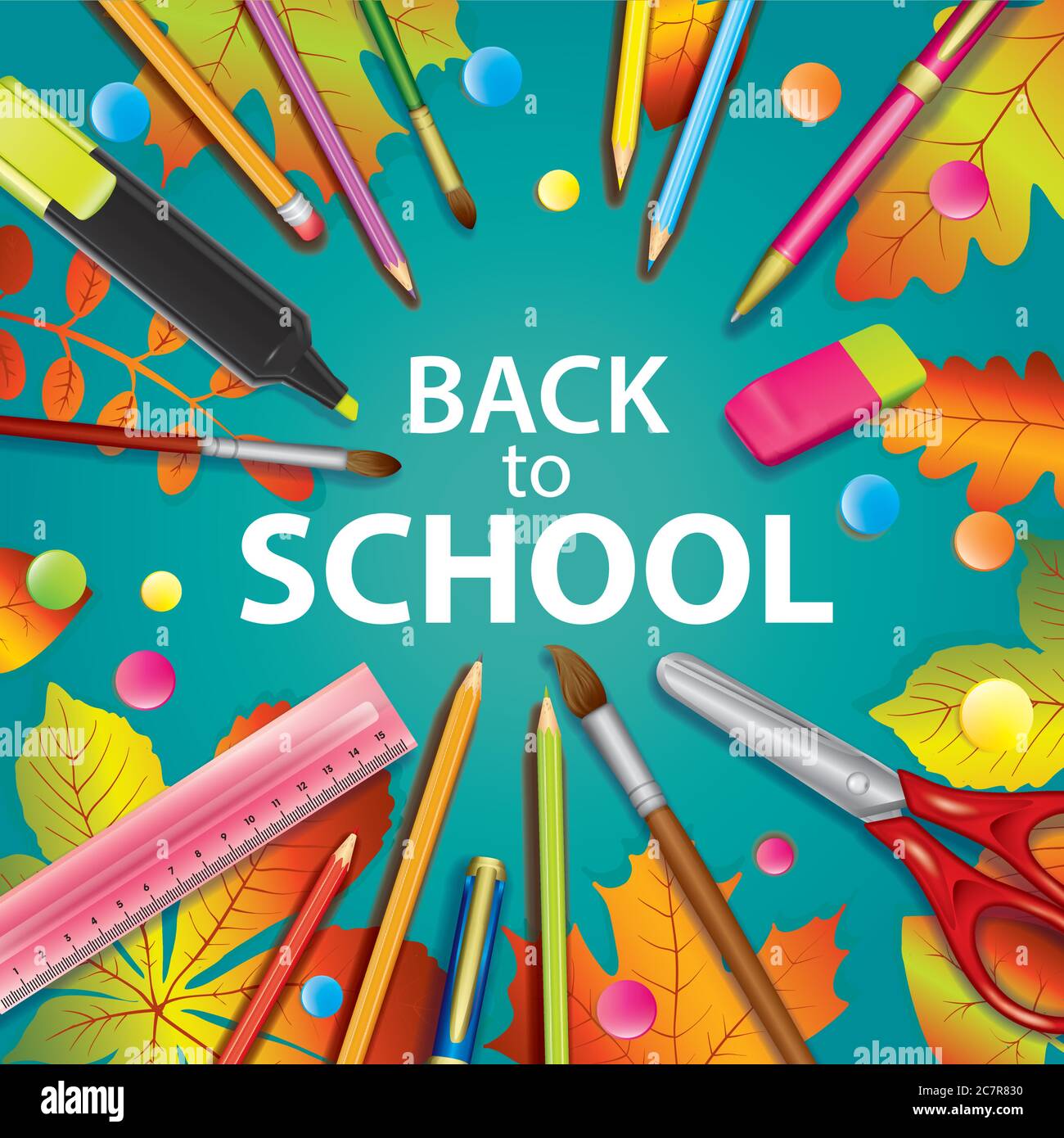 A set of school supplies. Ready design "Back to school." Vector ...