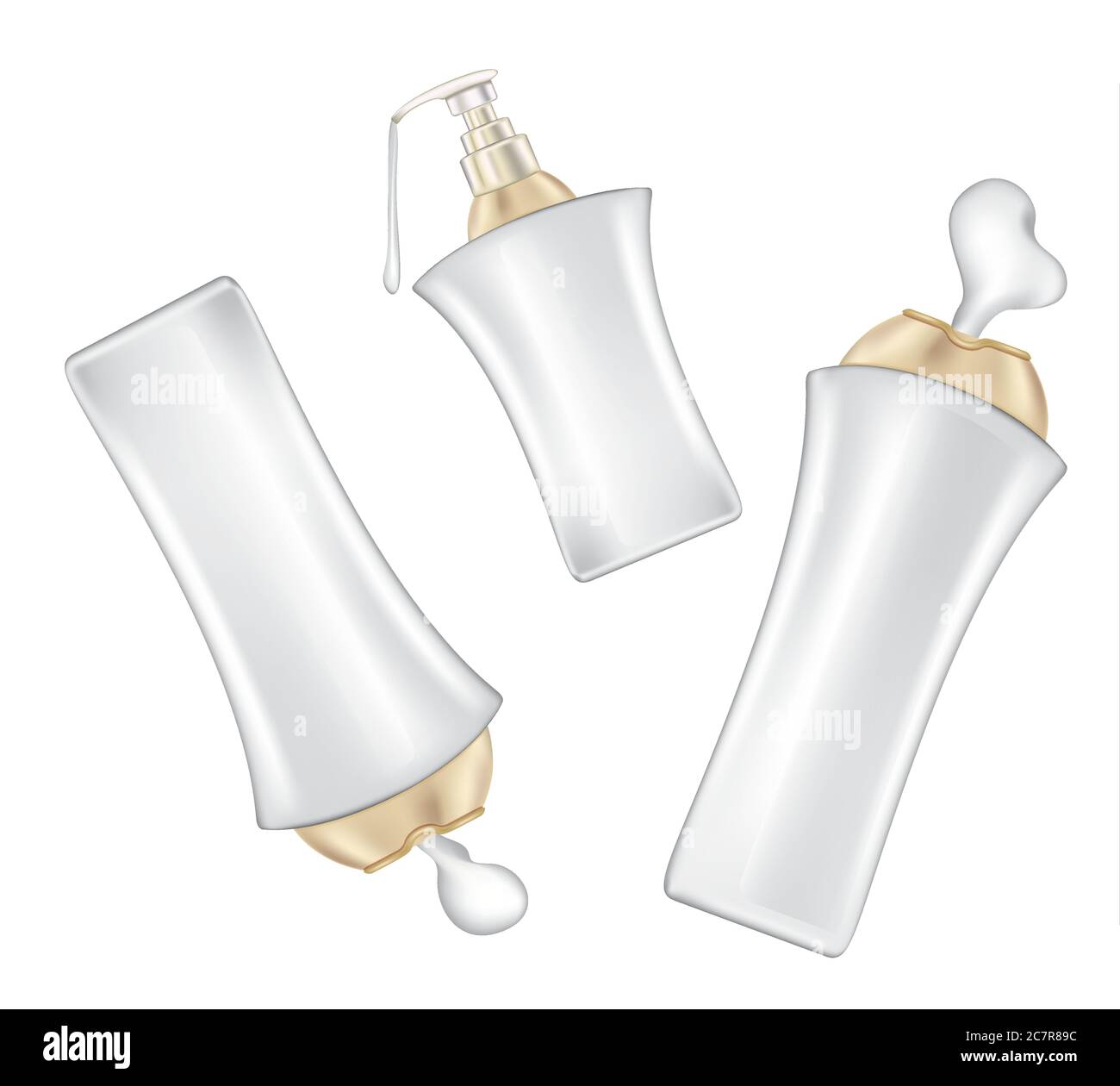 Beautiful realistic bottles of conditioner and hair shampoo. Packaging ...