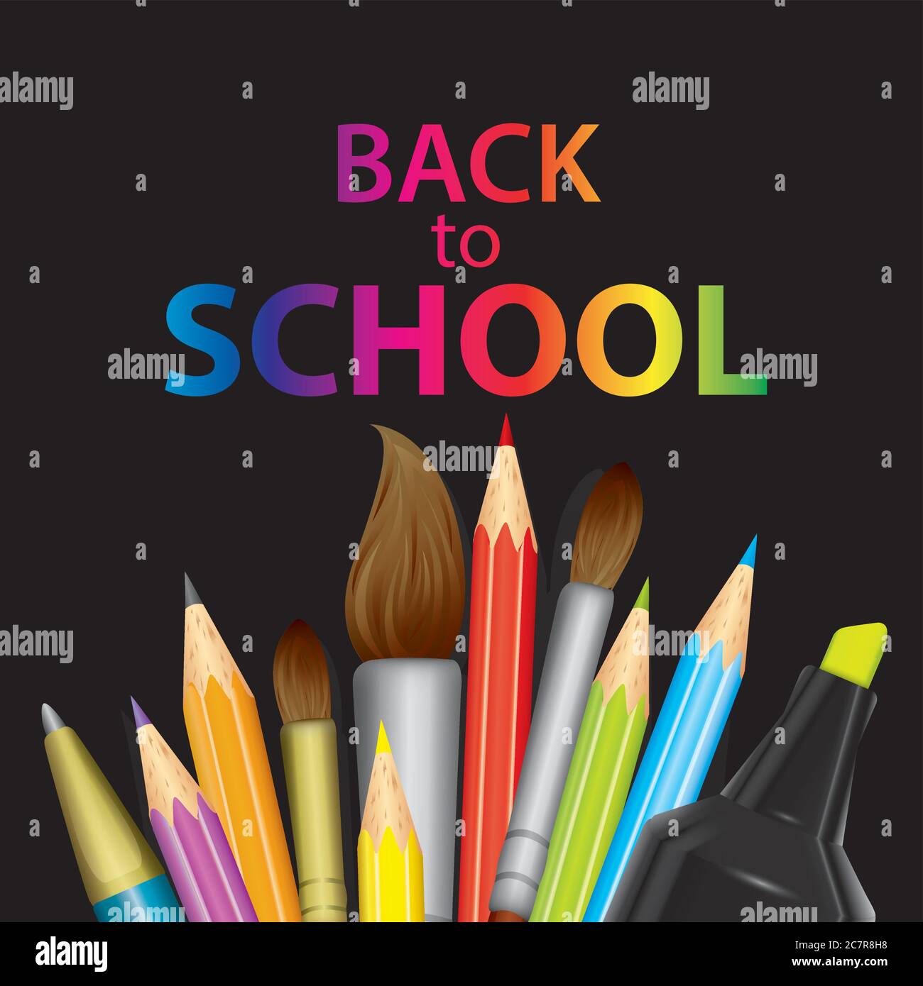A set of school supplies. Ready design "Back to school." Vector ...