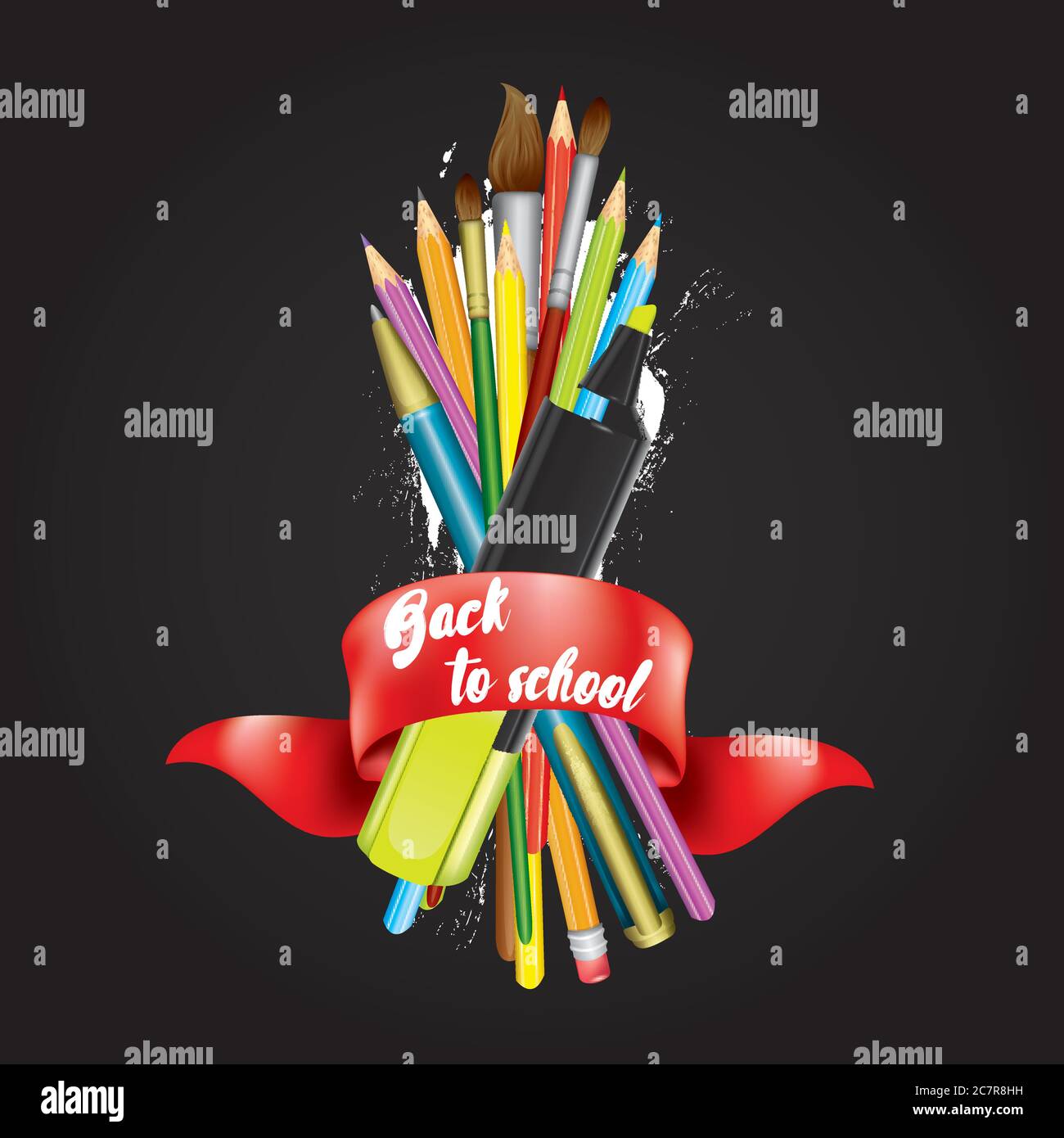 A set of school supplies. Ready design "Back to school." Vector ...