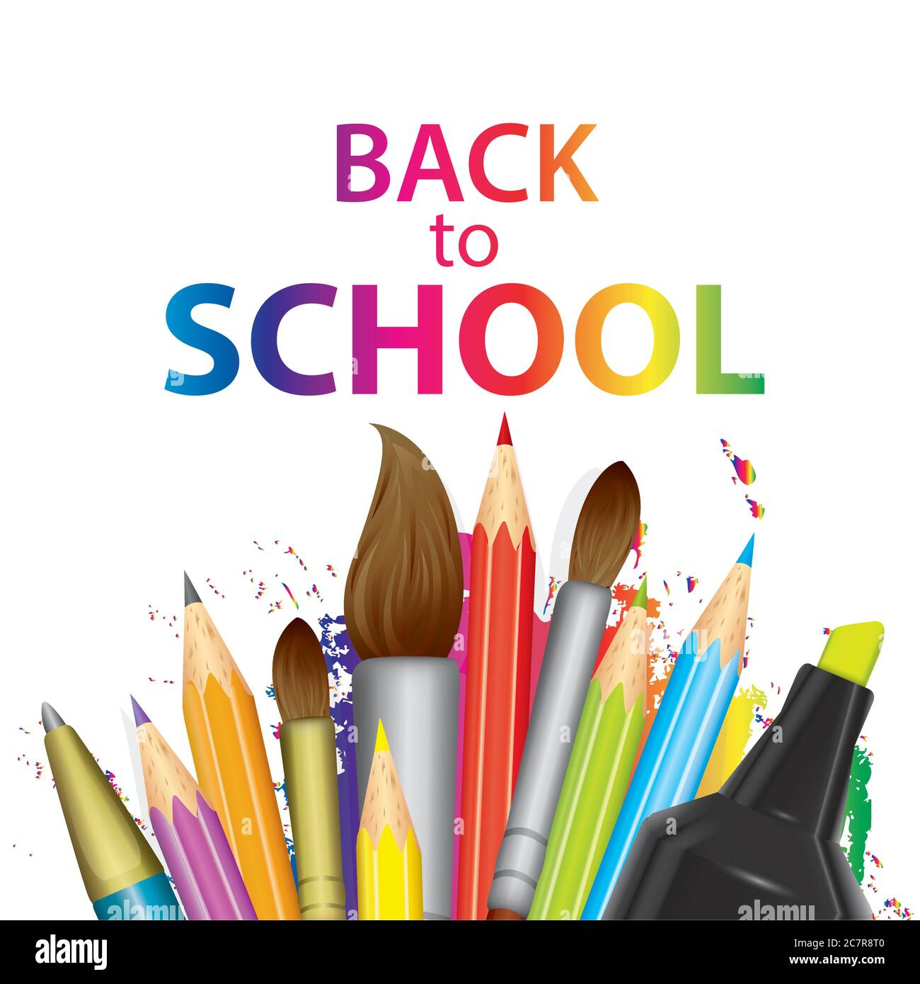 A set of school supplies. Ready design "Back to school." Vector ...
