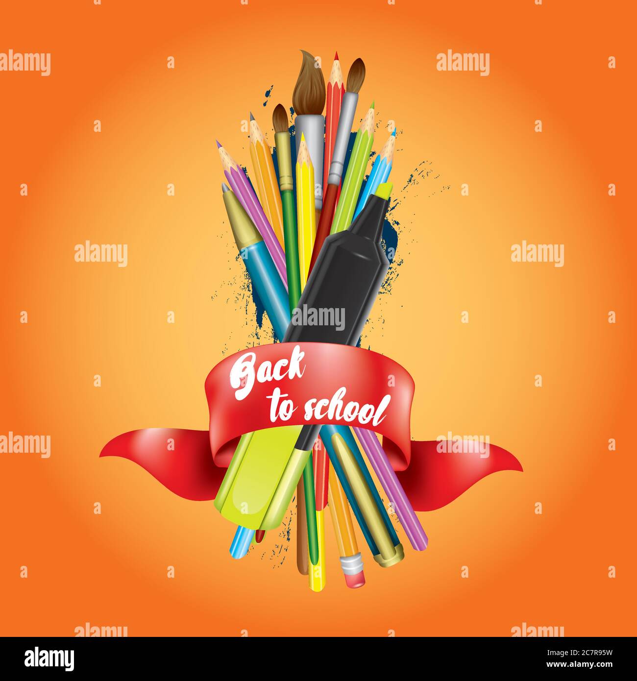 A set of school supplies. Ready design "Back to school." Vector ...