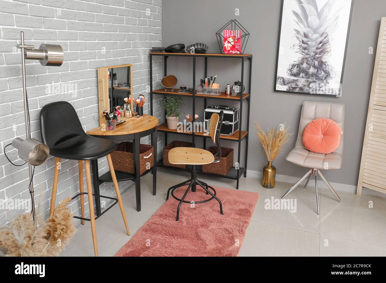 Stylish interior of modern makeup room Stock Photo - Alamy