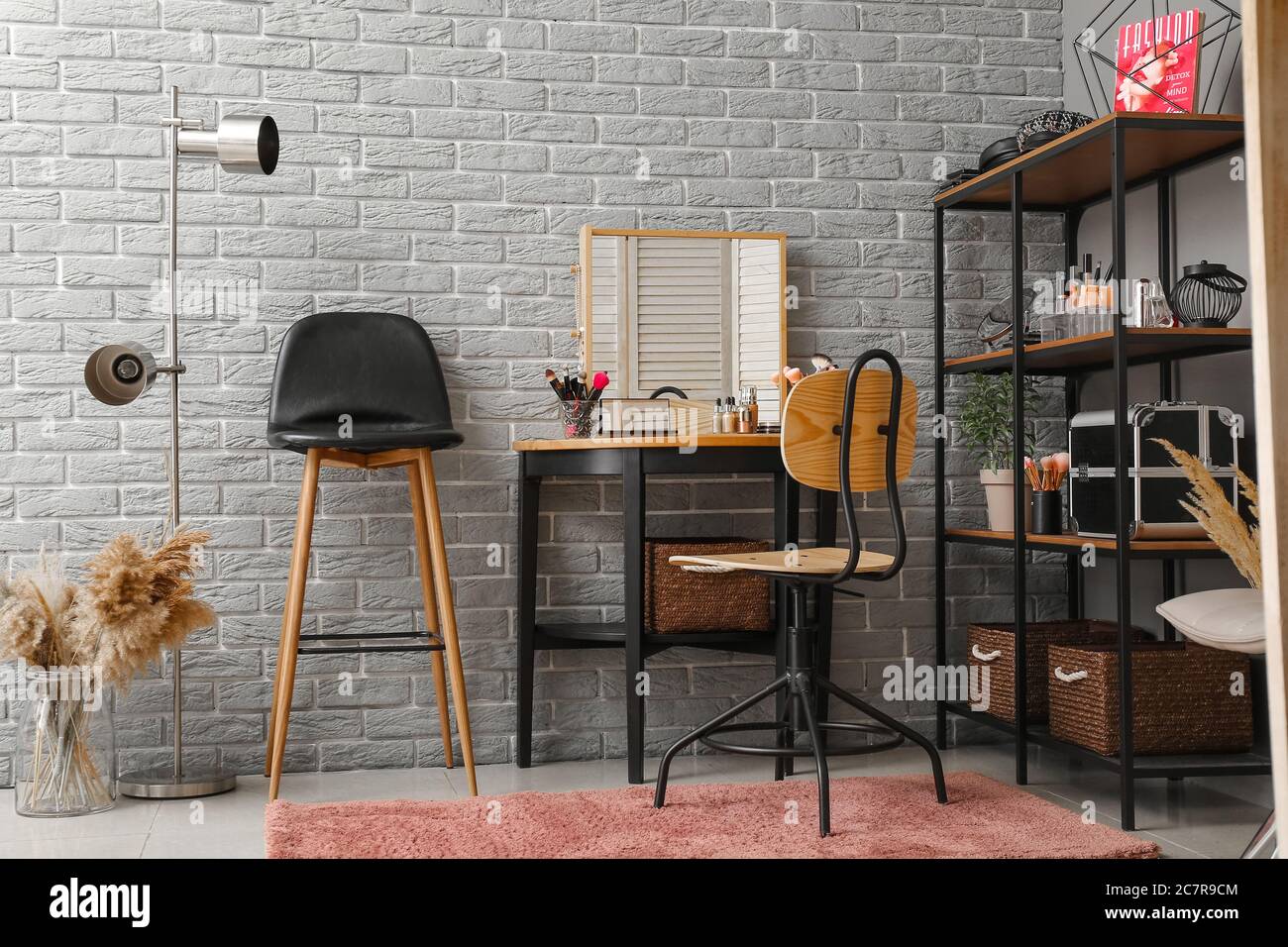 Stylish interior of modern makeup room Stock Photo - Alamy