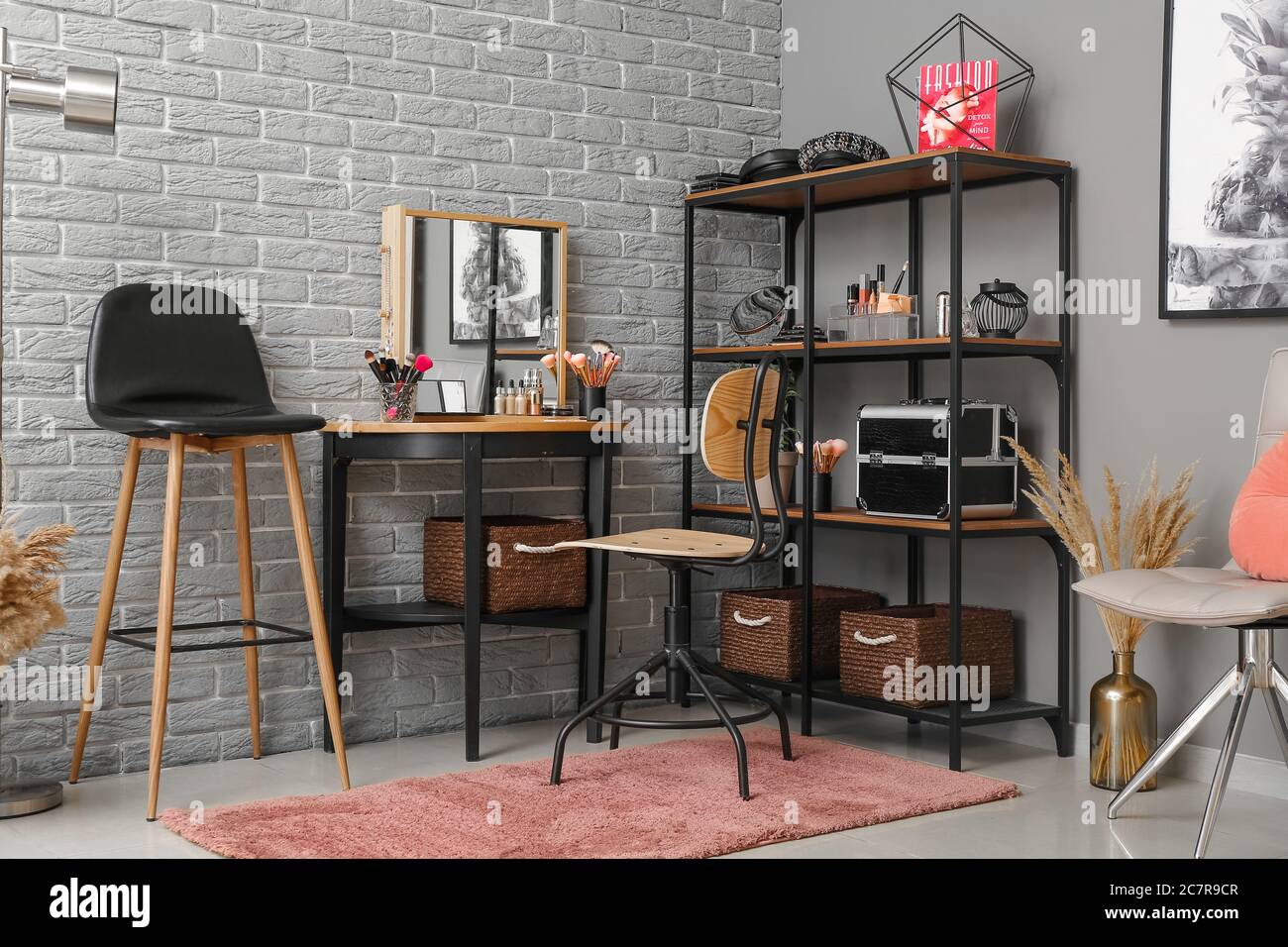 Stylish interior of modern makeup room Stock Photo - Alamy