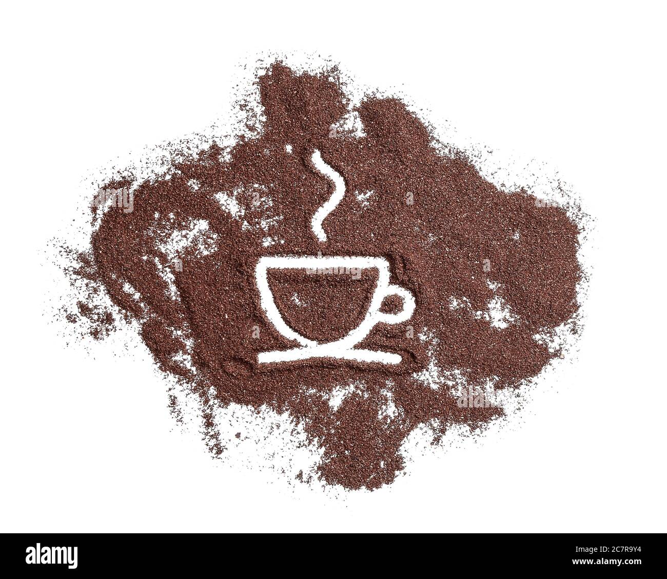 Cup drawn on coffee powder on white background Stock Photo - Alamy
