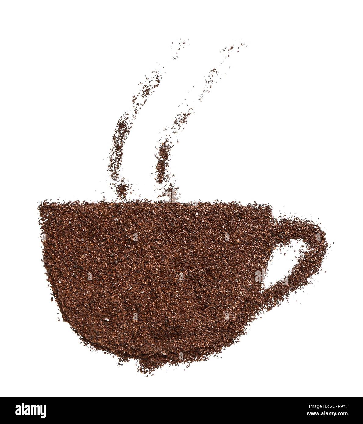 Cup shape made of coffee powder on white background Stock Photo - Alamy