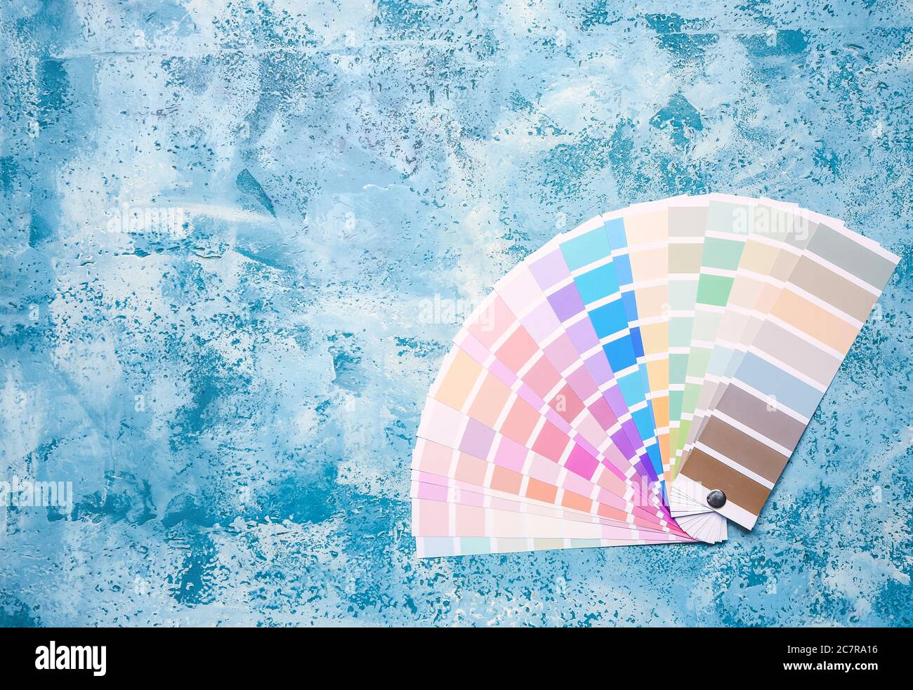 Color palettes on blue background Stock Photo - Alamy