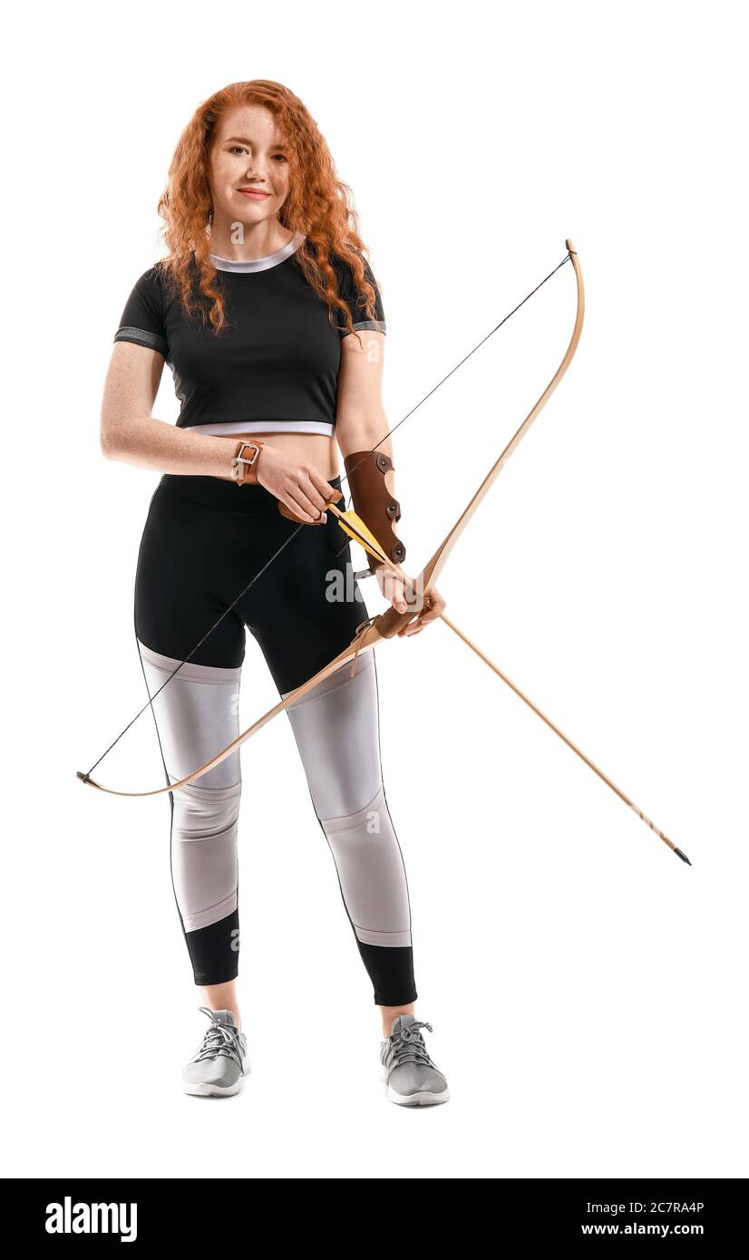 Young female archer practicing archery Cut Out Stock Images & Pictures ...