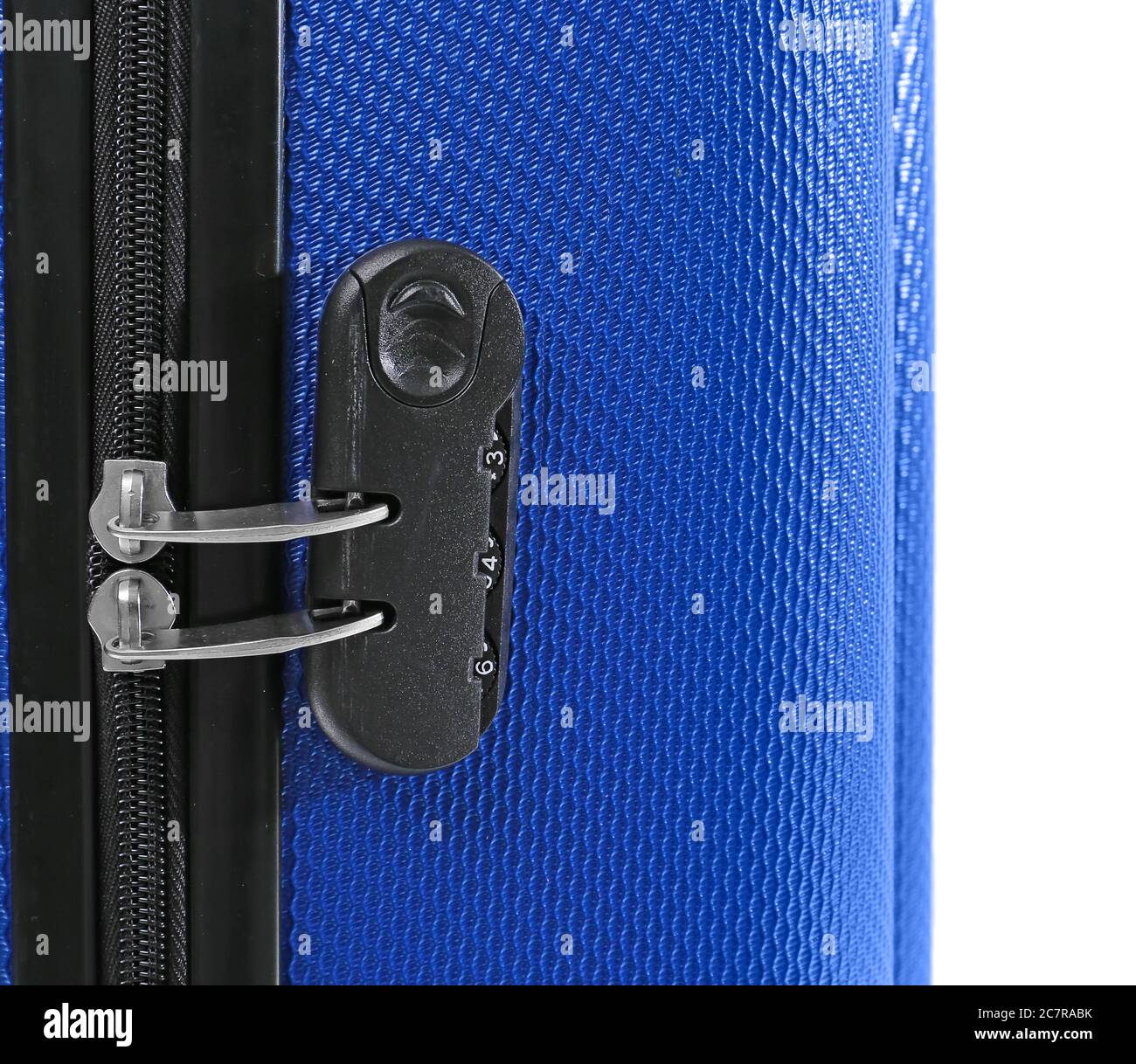 Suitcase with lock on white background, closeup Stock Photo - Alamy