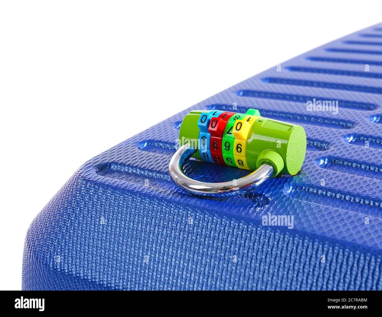 Suitcase with lock on white background, closeup Stock Photo - Alamy