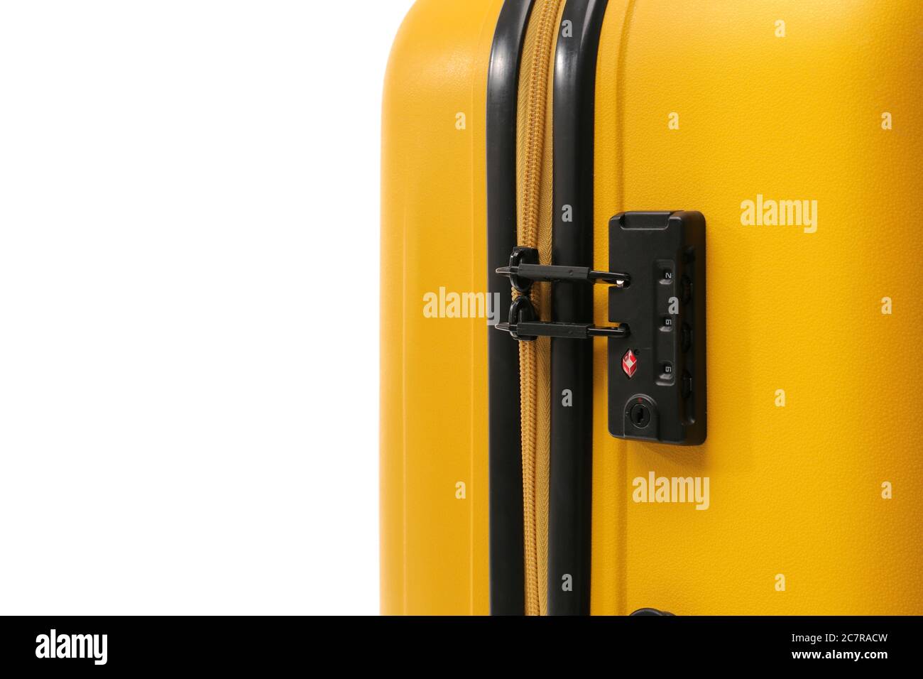 Suitcase with lock on white background, closeup Stock Photo - Alamy