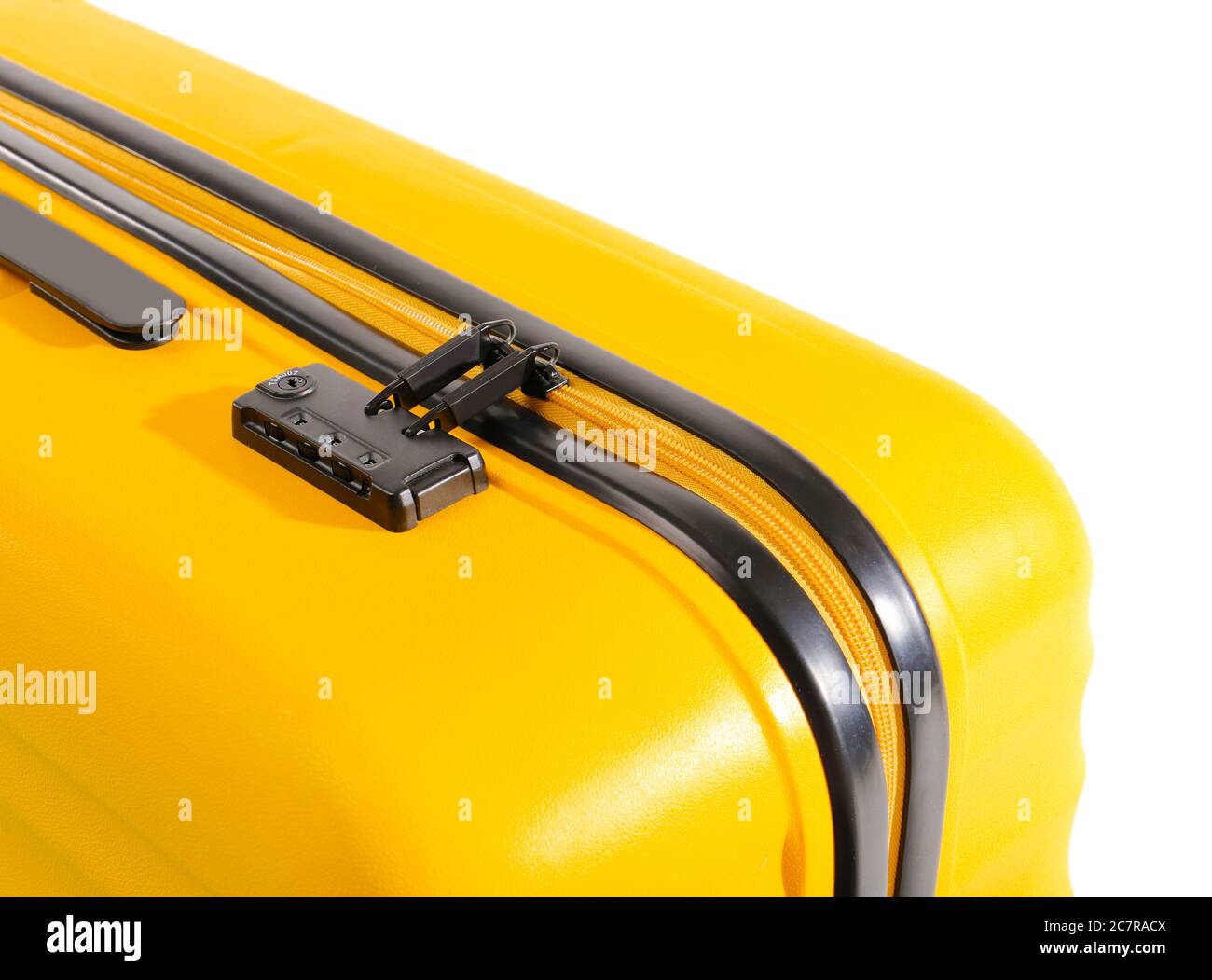 Suitcase with lock on white background, closeup Stock Photo - Alamy