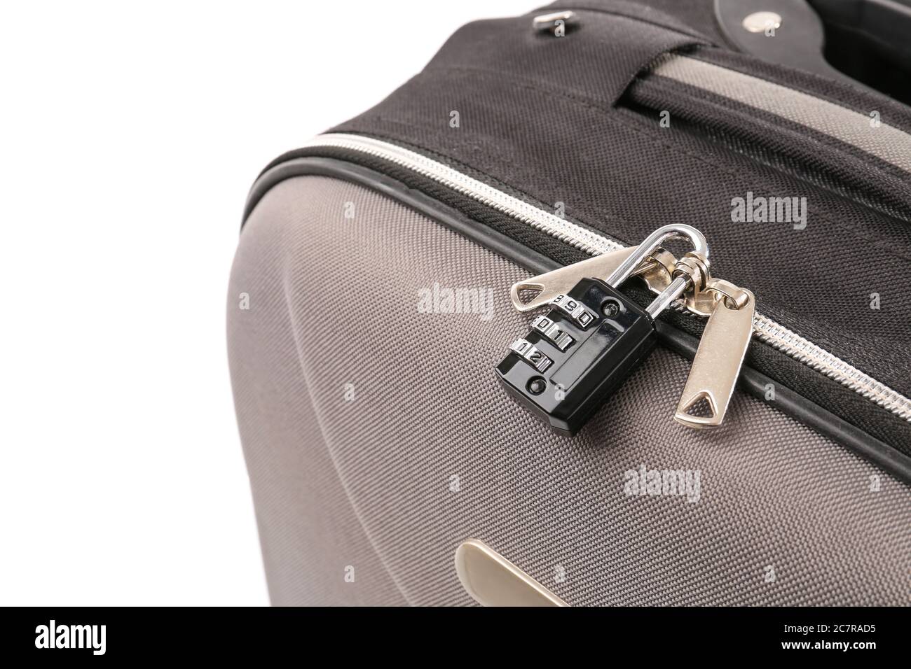Suitcase with lock on white background, closeup Stock Photo - Alamy