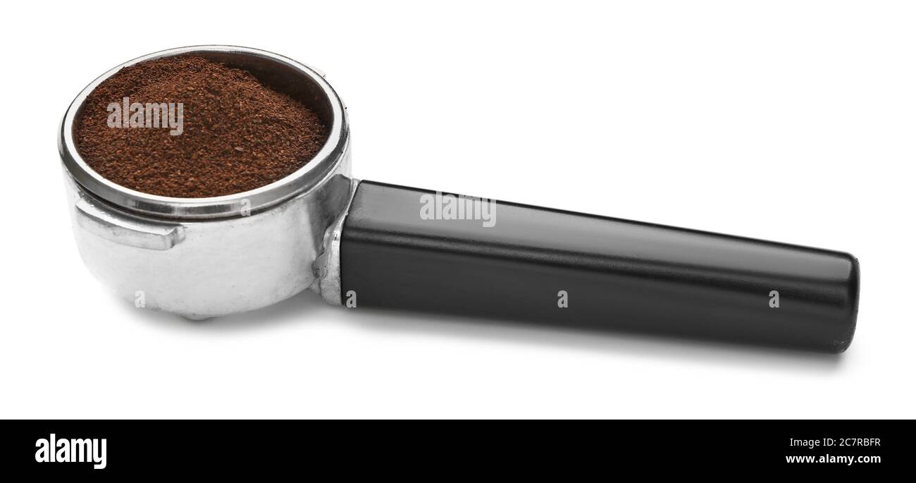 Scoop with coffee powder on white background Stock Photo - Alamy