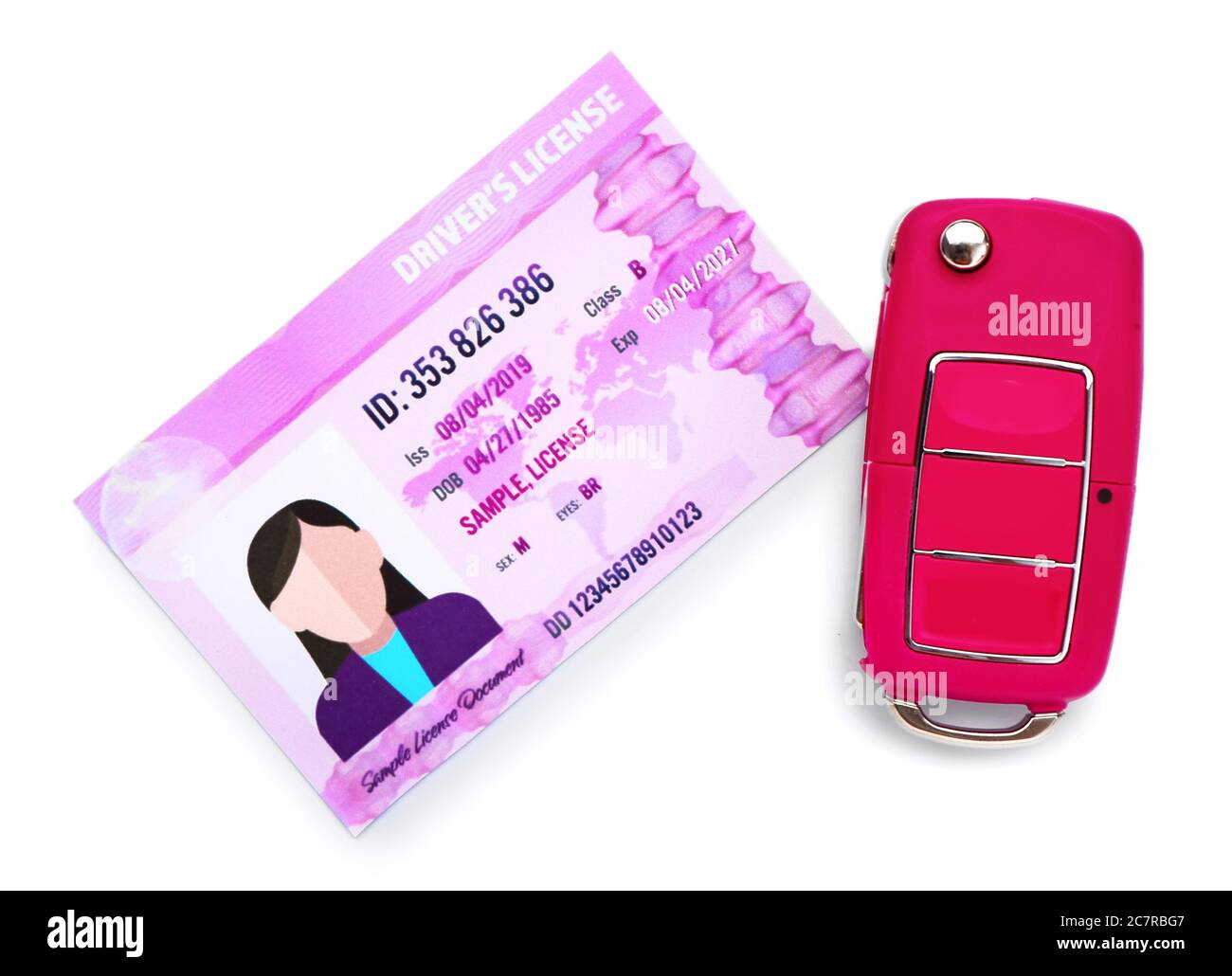 Driving license with car key on white background Stock Photo - Alamy