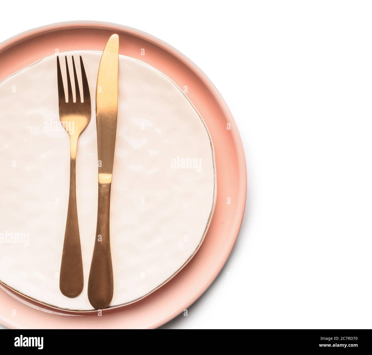 Simple table setting on white background Stock Photo - Alamy