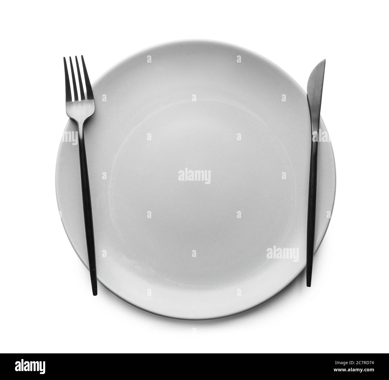 Simple table setting on white background Stock Photo - Alamy