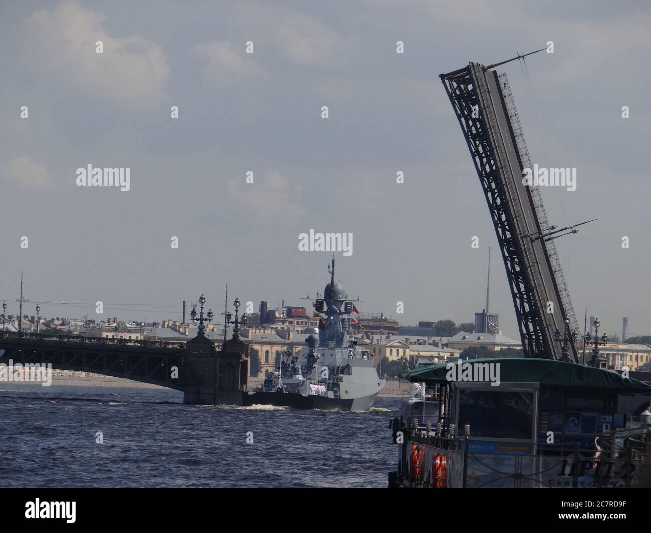 Many maritime ships went through opened bridges in St Petersburg for ...