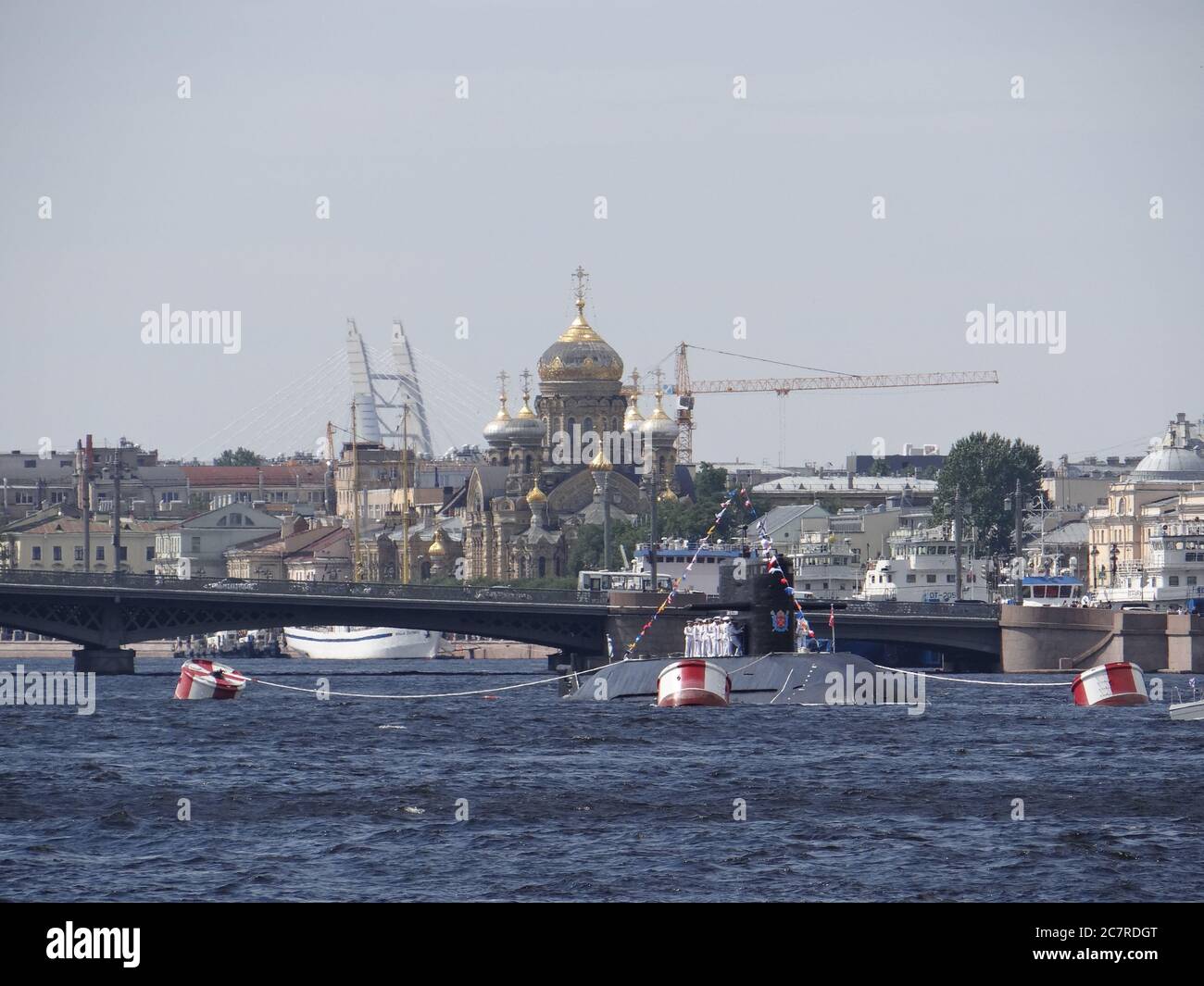 Many maritime ships went through opened bridges in St Petersburg for ...