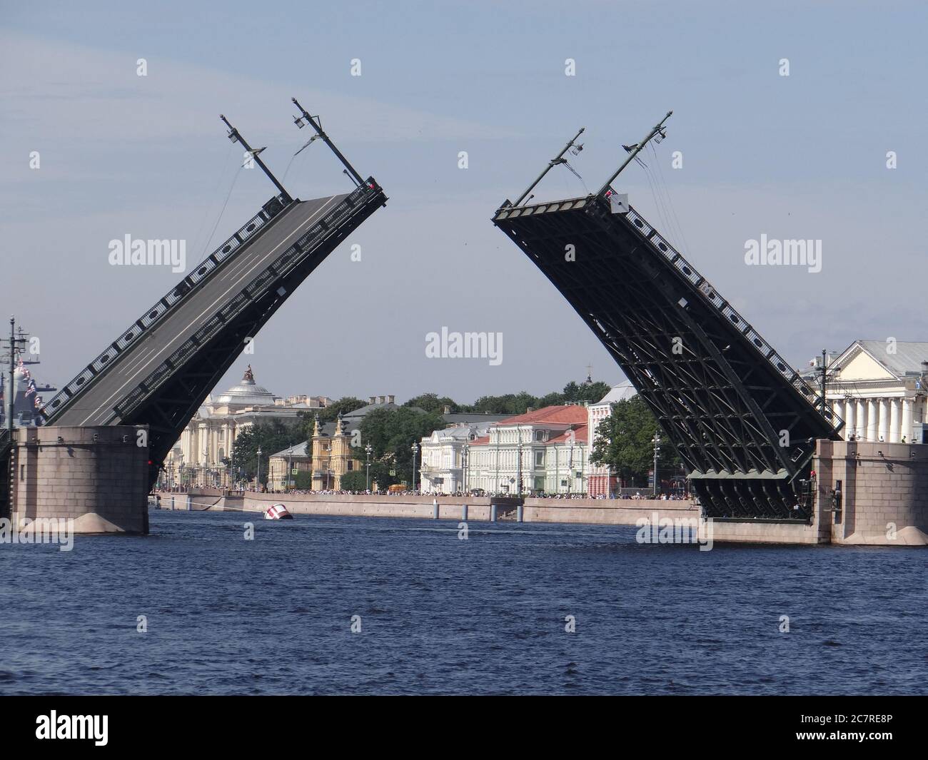 Many maritime ships went through opened bridges in St Petersburg for ...