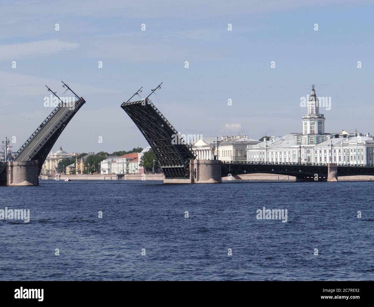 Many maritime ships went through opened bridges in St Petersburg for ...