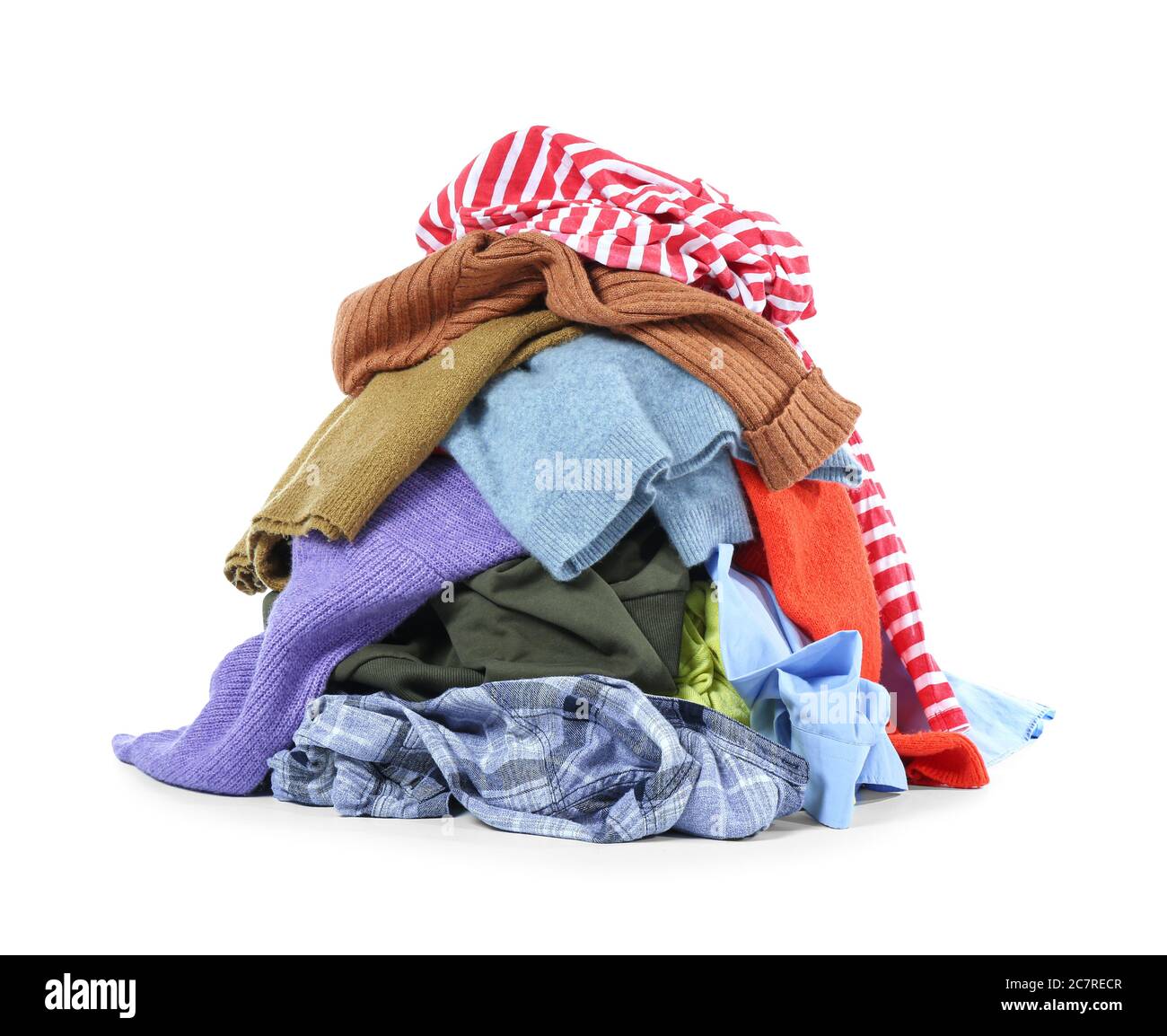 Heap of dirty clothes on white background Stock Photo - Alamy