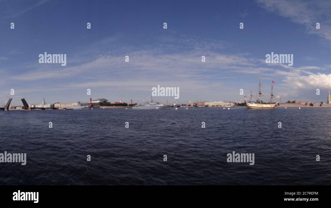 Many maritime ships went through opened bridges in St Petersburg for ...