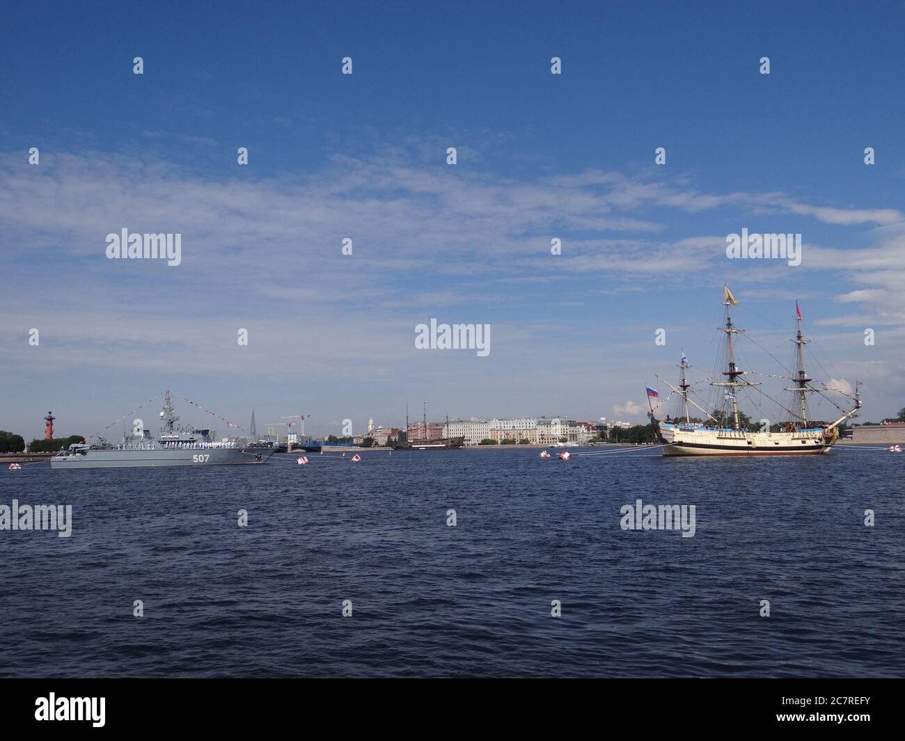 Many maritime ships went through opened bridges in St Petersburg for ...