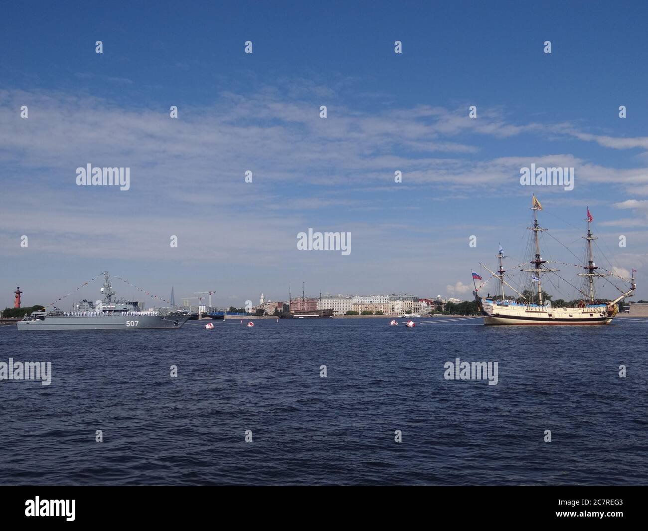 Many maritime ships went through opened bridges in St Petersburg for ...