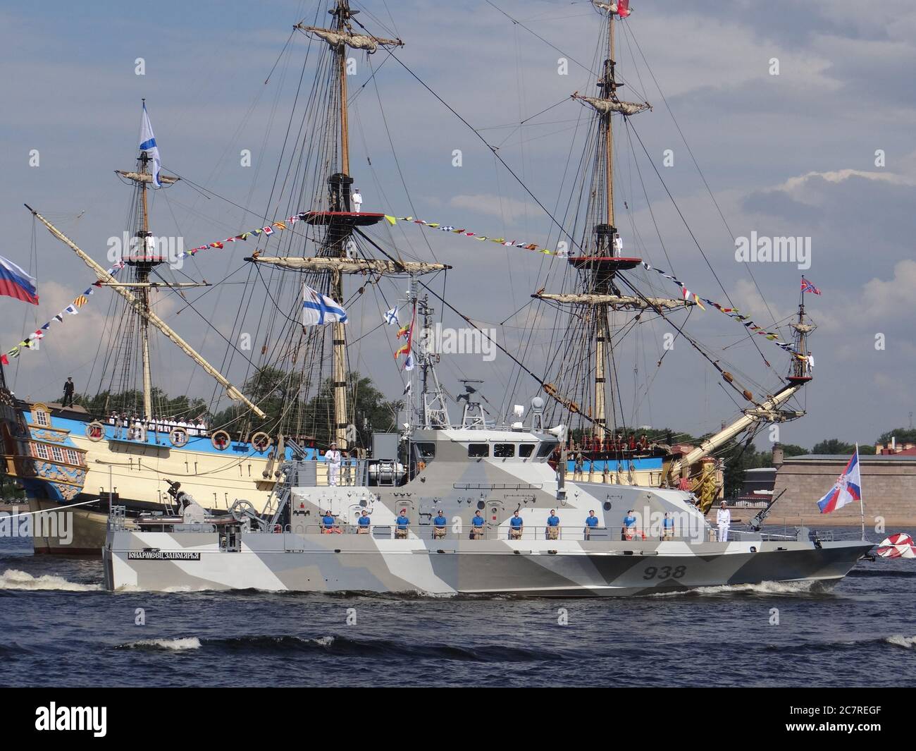 Many maritime ships went through opened bridges in St Petersburg for ...