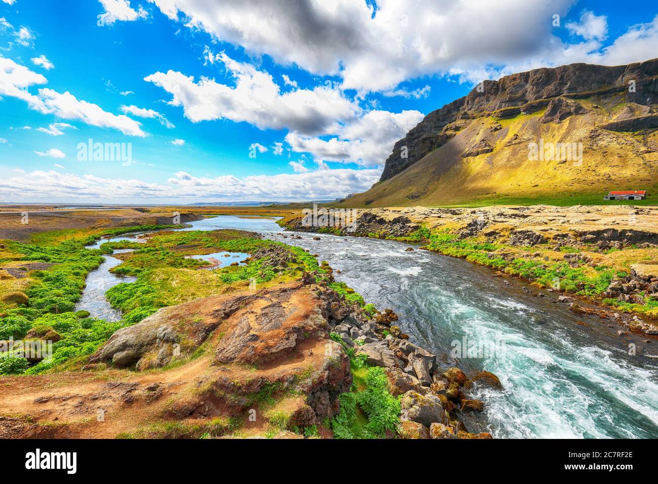 Fossalar, one of the gems of Skaftarhreppur. Small waterfall near ...