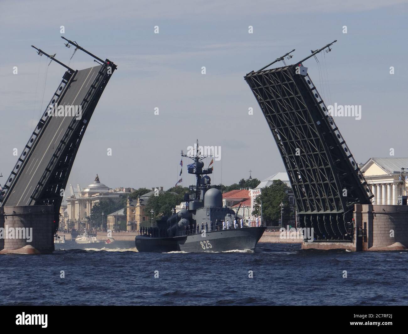 Many maritime ships went through opened bridges in St Petersburg for ...