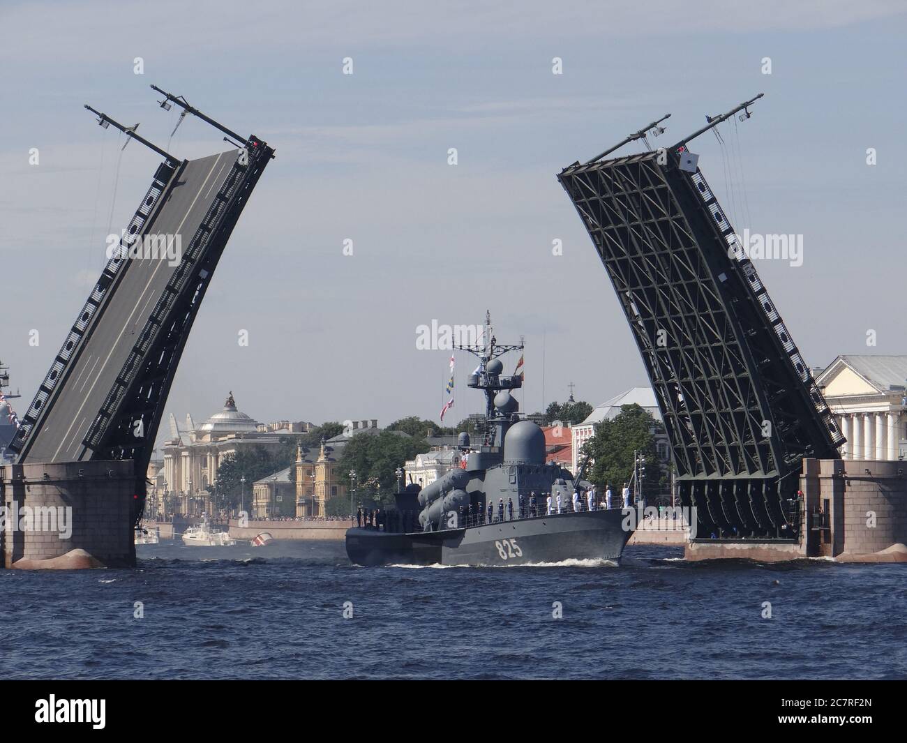 Many maritime ships went through opened bridges in St Petersburg for ...