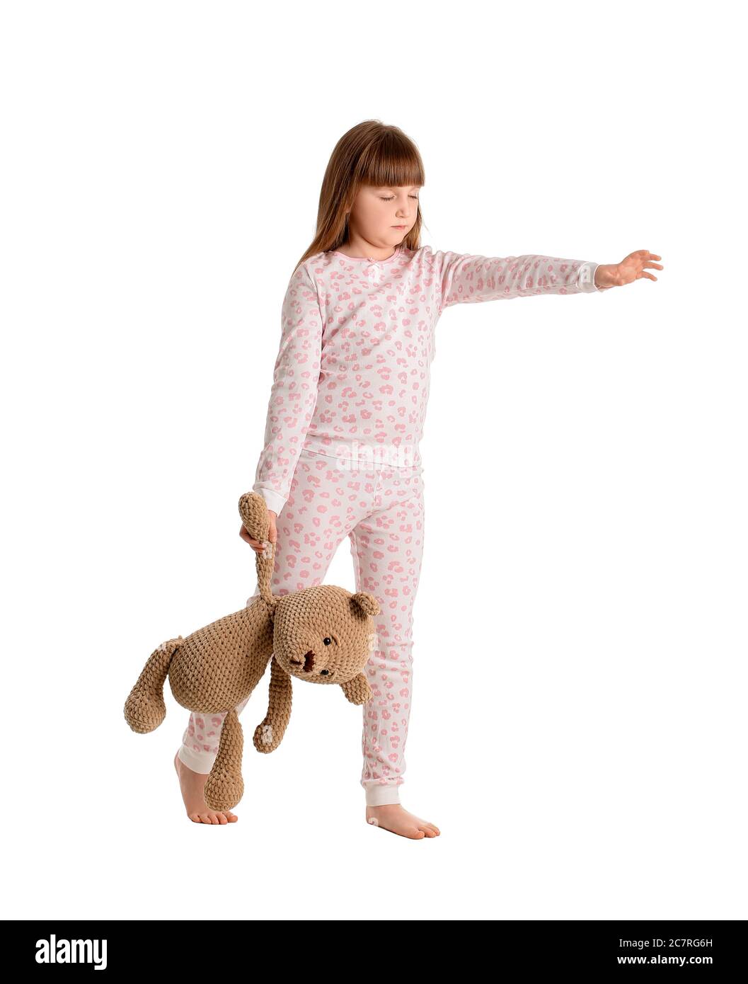 Little sleepwalker on white background Stock Photo - Alamy