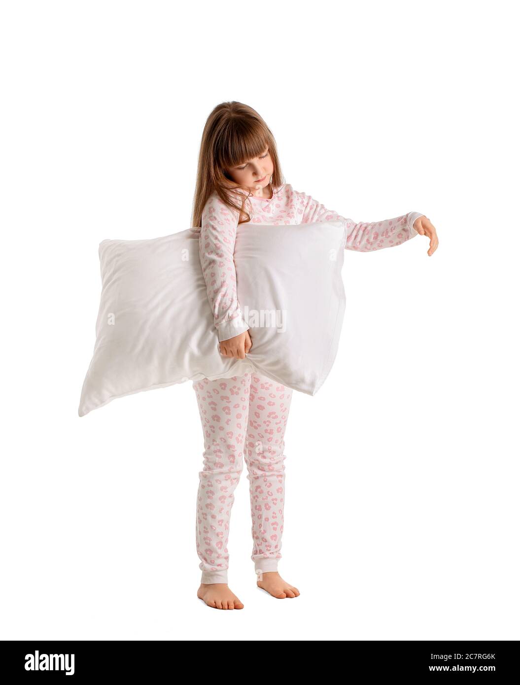 Little sleepwalker on white background Stock Photo - Alamy
