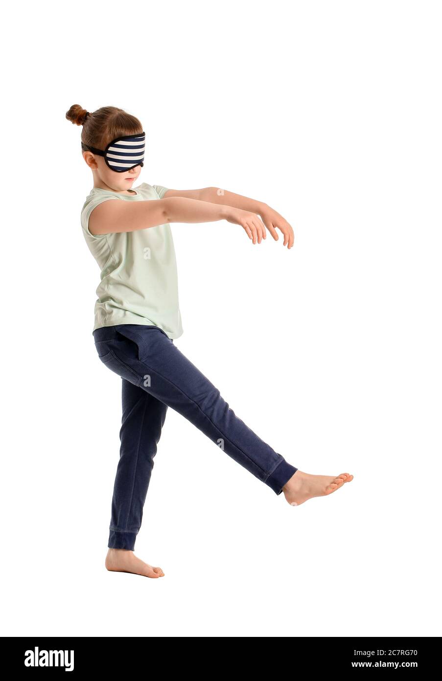 Little sleepwalker on white background Stock Photo - Alamy