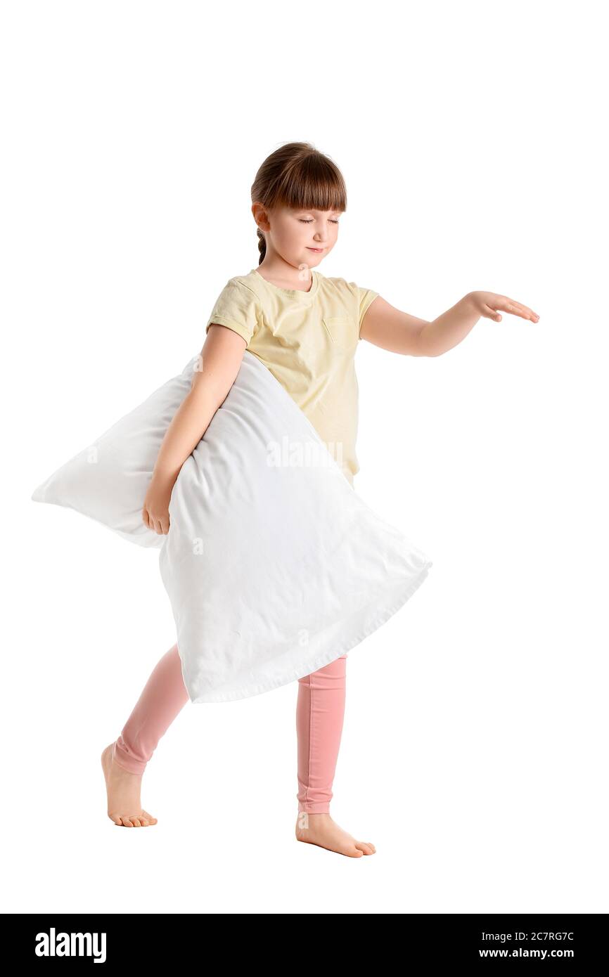 Little sleepwalker on white background Stock Photo - Alamy