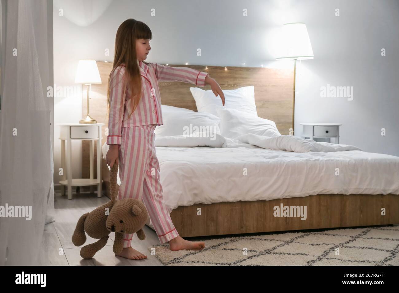 Little sleepwalker in bedroom at night Stock Photo - Alamy