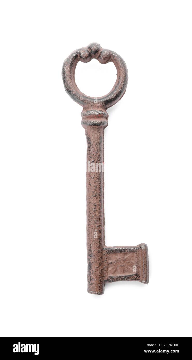 Old key on white background Stock Photo - Alamy