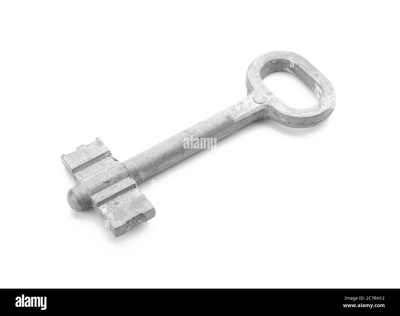 Old key on white background Stock Photo - Alamy