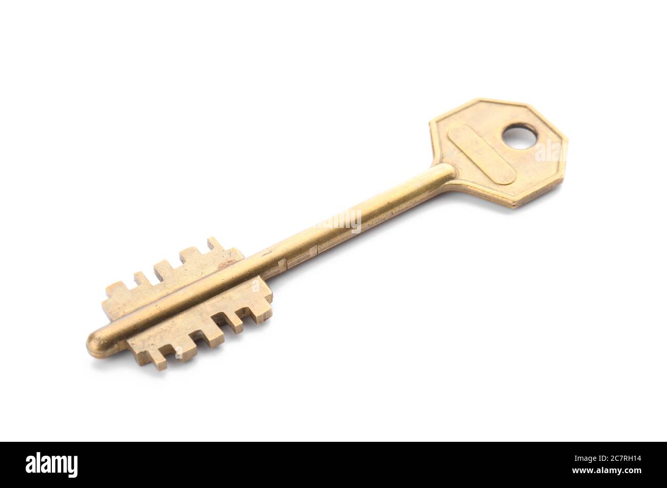 Old key on white background Stock Photo - Alamy